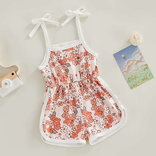 Toddler Sling Baby Girl Summer Clothes Romper Jumpsuit Floral Straps Short Overalls Romper Outfit Baby Clothes Girl (Pink, 12-18 Months)