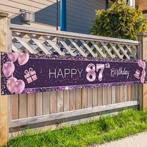 pakboom happy 87th birthday backdrop banner cheers to 87 years old decorations party supplies sign pink