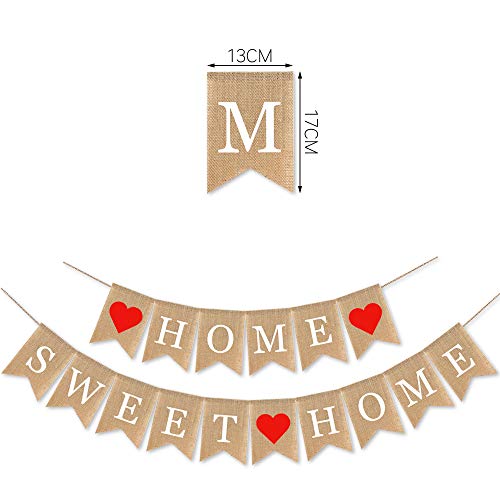 SWYOUN Burlap Home Sweet Home Banner Housewarming Party Garland Supplies Decoration