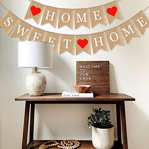 SWYOUN Burlap Home Sweet Home Banner Housewarming Party Garland Supplies Decoration