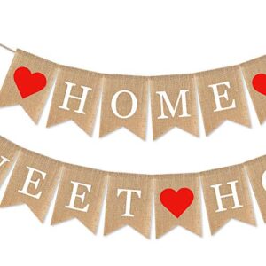 SWYOUN Burlap Home Sweet Home Banner Housewarming Party Garland Supplies Decoration