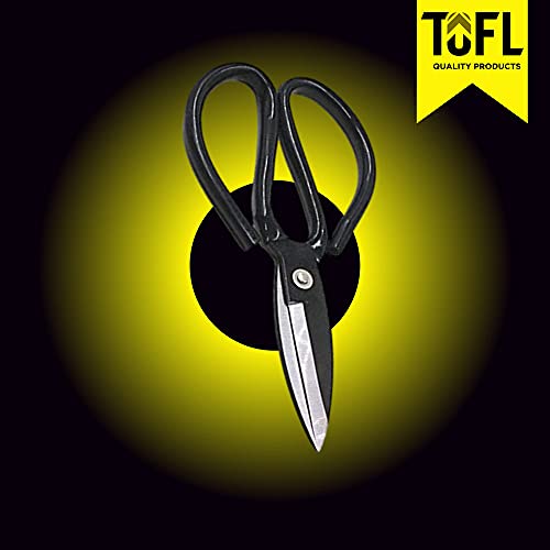 TOFL Leather Craft Scissors - Heavy Duty Shears for Cutting Thick Hide Material - Magnesium Steel Multipurpose Crafting Tool - TPU Handle, Comfortable Grip - Compact Design, Large Opening - 7.3 Inches