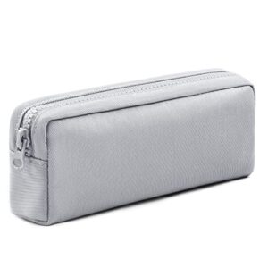 big capacity pencil case, dobmit pure color pen pouch with zipper stationary storage bag for students officers, concrete grey