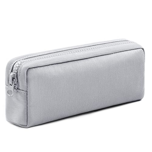 Big Capacity Pencil Case, DOBMIT Pure Color Pen Pouch with Zipper Stationary Storage Bag for Students Officers, Concrete Grey