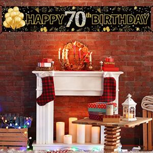 Pimvimcim 70th Birthday Banner Backdrop Decorations for Women Men - Gold Happy 70 Year Old Birthday Party Supplies - Happy Seventy Birthday Party Sign Decor for Outdoor Indoor