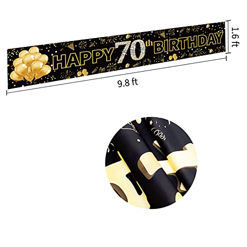 Pimvimcim 70th Birthday Banner Backdrop Decorations for Women Men - Gold Happy 70 Year Old Birthday Party Supplies - Happy Seventy Birthday Party Sign Decor for Outdoor Indoor