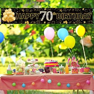 Pimvimcim 70th Birthday Banner Backdrop Decorations for Women Men - Gold Happy 70 Year Old Birthday Party Supplies - Happy Seventy Birthday Party Sign Decor for Outdoor Indoor