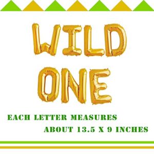 Wild One First Birthday Balloon Set Kit, 1st Animal Theme Bday Party Banner Set for Boy Girl