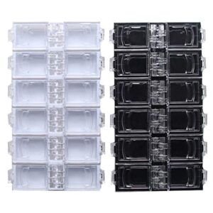 HEALLILY Nail Box 4pcs/pack 12 Grids Plastic Organizer Box Nail Art Tool Jewelry Storage Box Rhinestone Organizer Container Case for Rhinestone Beads Ring Earrings Nail Organizers and Storage