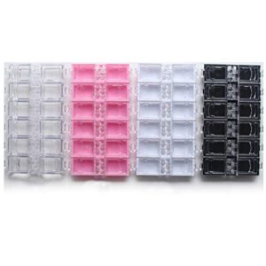 HEALLILY Nail Box 4pcs/pack 12 Grids Plastic Organizer Box Nail Art Tool Jewelry Storage Box Rhinestone Organizer Container Case for Rhinestone Beads Ring Earrings Nail Organizers and Storage