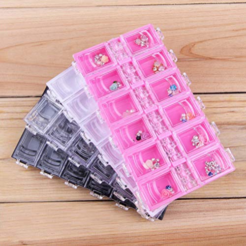 HEALLILY Nail Box 4pcs/pack 12 Grids Plastic Organizer Box Nail Art Tool Jewelry Storage Box Rhinestone Organizer Container Case for Rhinestone Beads Ring Earrings Nail Organizers and Storage