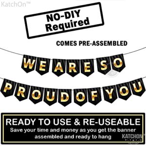 XtraLarge, We Are So Proud Of You Banner - No DIY Required, Graduation Banner | Black and Gold Graduation Party Decorations 2023 | Gold and Black Graduation Backdrop for 2023 Graduation Decorations