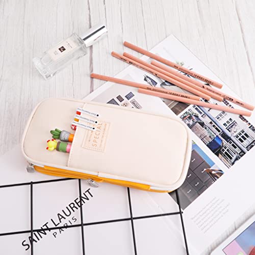 Oyachic Big Capacity Pencil Case Telescopic Pencil Pouch Zipper Pen Bag Canvas Markers Organization Makeup Bag Stationery Box Pencil Holder Office School Supplies