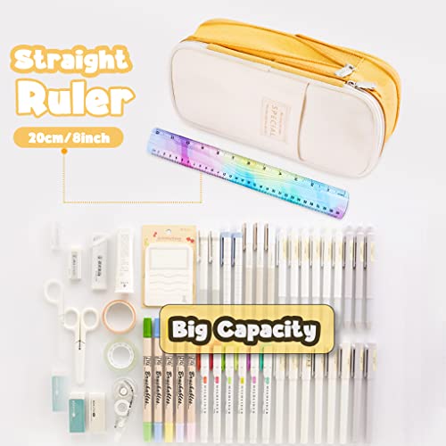 Oyachic Big Capacity Pencil Case Telescopic Pencil Pouch Zipper Pen Bag Canvas Markers Organization Makeup Bag Stationery Box Pencil Holder Office School Supplies