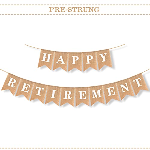 LINGTEER Happy Retirement Burlap Bunting Banner Perfect for Retirement Office Farewell Party Gift Decorations.