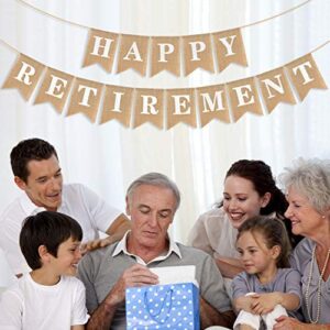 LINGTEER Happy Retirement Burlap Bunting Banner Perfect for Retirement Office Farewell Party Gift Decorations.