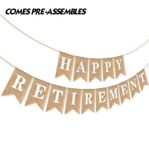 LINGTEER Happy Retirement Burlap Bunting Banner Perfect for Retirement Office Farewell Party Gift Decorations.