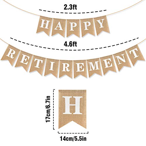 LINGTEER Happy Retirement Burlap Bunting Banner Perfect for Retirement Office Farewell Party Gift Decorations.