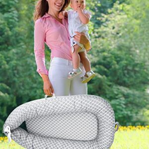 GoXteam Baby Lounger Cover Baby Nest Cover Soft Cotton Machine Wash Baby Lounger,Easy for Baby Lounger Replacement-Color Gray Grid