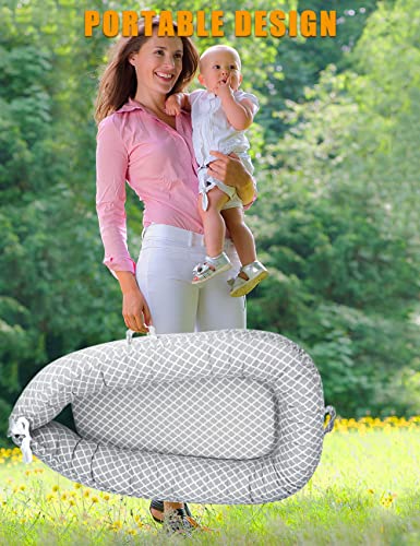 GoXteam Baby Lounger Cover Baby Nest Cover Soft Cotton Machine Wash Baby Lounger,Easy for Baby Lounger Replacement-Color Gray Grid