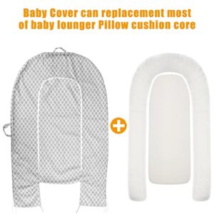 GoXteam Baby Lounger Cover Baby Nest Cover Soft Cotton Machine Wash Baby Lounger,Easy for Baby Lounger Replacement-Color Gray Grid