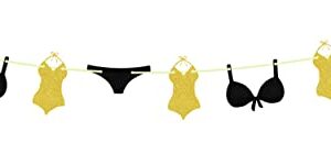 Bachelorette Banner Gold Black Glitter, Lingerie Party Decorations, Bachelorette Party Banner, Lingerie Shower Decorations, Bridal Shower Banner, Bra Panties Banner, Bachelorette Party Decorations