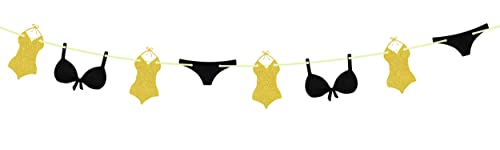 Bachelorette Banner Gold Black Glitter, Lingerie Party Decorations, Bachelorette Party Banner, Lingerie Shower Decorations, Bridal Shower Banner, Bra Panties Banner, Bachelorette Party Decorations