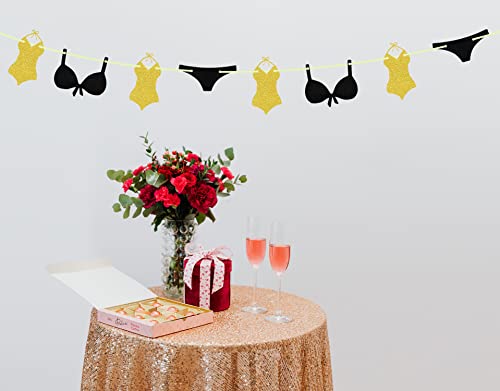 Bachelorette Banner Gold Black Glitter, Lingerie Party Decorations, Bachelorette Party Banner, Lingerie Shower Decorations, Bridal Shower Banner, Bra Panties Banner, Bachelorette Party Decorations