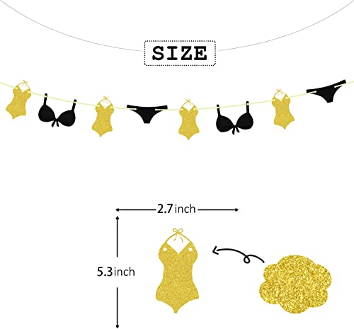 Bachelorette Banner Gold Black Glitter, Lingerie Party Decorations, Bachelorette Party Banner, Lingerie Shower Decorations, Bridal Shower Banner, Bra Panties Banner, Bachelorette Party Decorations