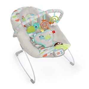 Bright Starts Happy Safari Vibrating Baby Bouncer Seat with 3-Point Harness and-Toy Bar, Age 0-6 Months