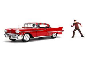 jada toys 1:24 nightmare – ’57 cadillac w/figure, red, standard, 26066