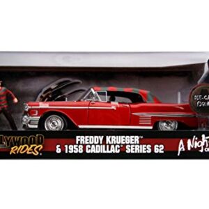 Jada Toys 1:24 Nightmare - '57 Cadillac W/Figure, Red, Standard, 26066