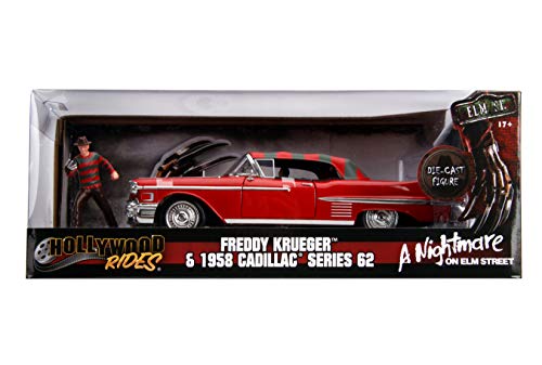 Jada Toys 1:24 Nightmare - '57 Cadillac W/Figure, Red, Standard, 26066