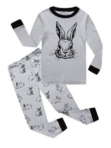 baby girls boy rabbit easter pajamas 100% cotton kids gray pjs infant size 18-24 months