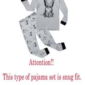 Baby Girls Boy Rabbit Easter Pajamas 100% Cotton Kids Gray Pjs Infant Size 18-24 Months