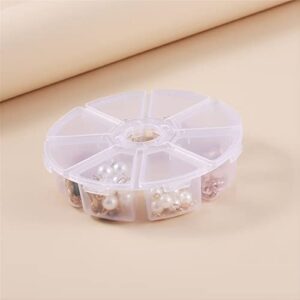 8 Compartments Jewelry Dividers Box Plastic Clear Round Storage Box Earring Bead Case Storage Container for Beads, Nail Art, Crafts