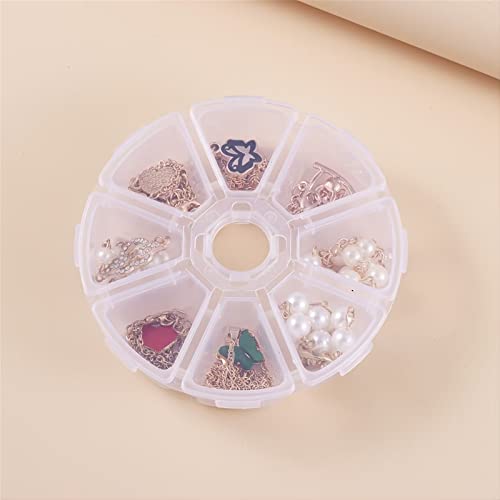 8 Compartments Jewelry Dividers Box Plastic Clear Round Storage Box Earring Bead Case Storage Container for Beads, Nail Art, Crafts