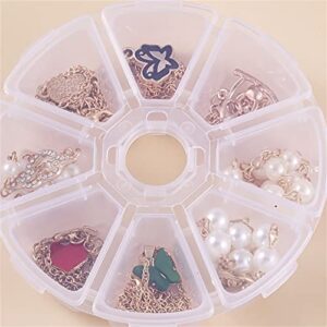 8 Compartments Jewelry Dividers Box Plastic Clear Round Storage Box Earring Bead Case Storage Container for Beads, Nail Art, Crafts