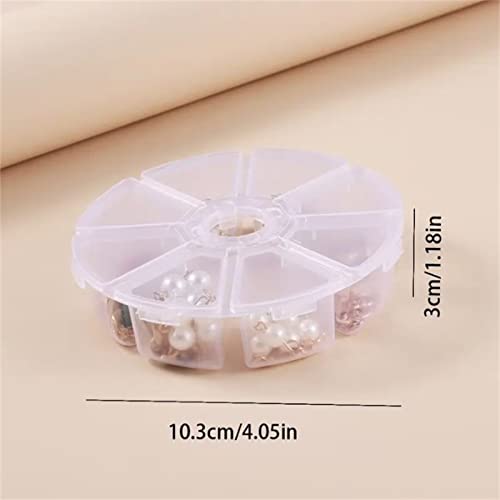 8 Compartments Jewelry Dividers Box Plastic Clear Round Storage Box Earring Bead Case Storage Container for Beads, Nail Art, Crafts