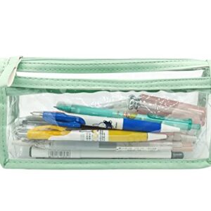 Funny live Transparent PVC Pencil Case Pen Bag Organizer Cosmetic Makeup Bag, Clear Double Compartments Case Bag for Travel | Makeup Brush | Stationerys | Small Crafts, PENS NOT INCLUDED （Mint Green）