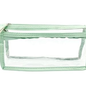 Funny live Transparent PVC Pencil Case Pen Bag Organizer Cosmetic Makeup Bag, Clear Double Compartments Case Bag for Travel | Makeup Brush | Stationerys | Small Crafts, PENS NOT INCLUDED （Mint Green）