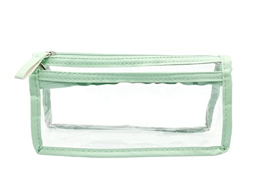 Funny live Transparent PVC Pencil Case Pen Bag Organizer Cosmetic Makeup Bag, Clear Double Compartments Case Bag for Travel | Makeup Brush | Stationerys | Small Crafts, PENS NOT INCLUDED （Mint Green）