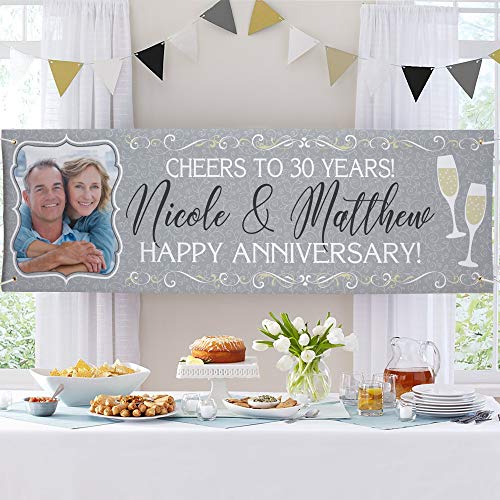 Let's Make Memories Personalized Celebration Photo Banner - White - 6ft Special Event Banner - For Any Occasion - Customize With Message and Photo