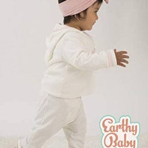 Earthy Baby GOTS Certified 100% Super Soft Organic Pima Cotton Baby Girl Lightweight Hoodie (White, 3-6 months)