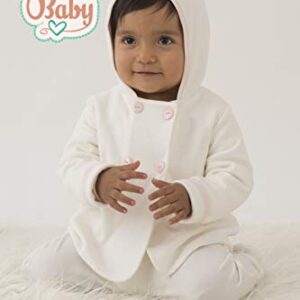 Earthy Baby GOTS Certified 100% Super Soft Organic Pima Cotton Baby Girl Lightweight Hoodie (White, 3-6 months)