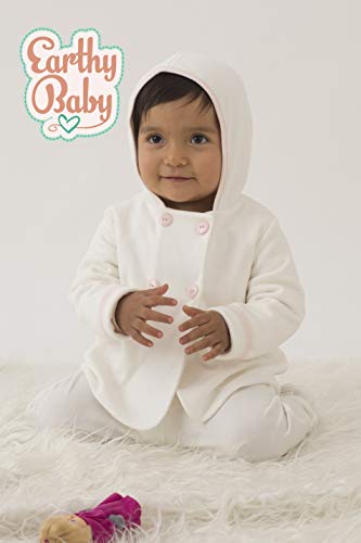 Earthy Baby GOTS Certified 100% Super Soft Organic Pima Cotton Baby Girl Lightweight Hoodie (White, 3-6 months)