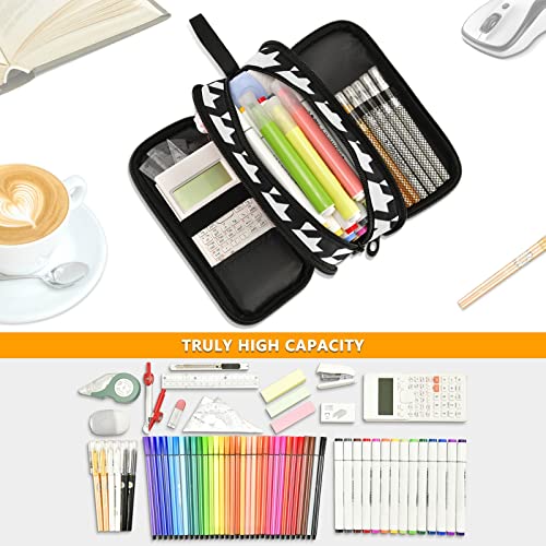 Black White Teeth Pencil Case Big Capacity 3 Compartments Pencil Bag Large Storage Pen Box Pouch for College School Office