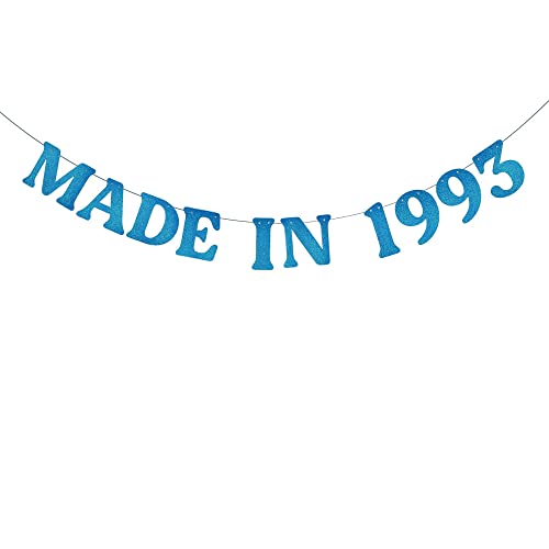 WEIANDBO MADE IN 1993 Blue Glitter Banner,Pre-Strung,30th Birthday Party Decorations Bunting Sign Backdrops,MADE IN 1993