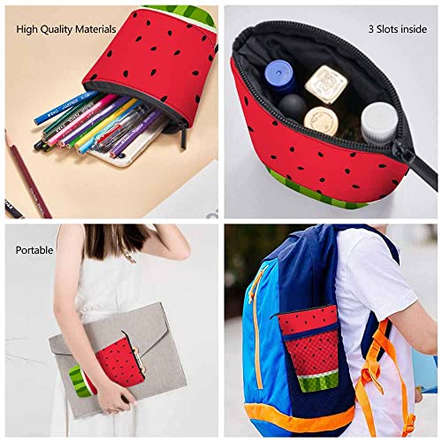 Swono Watermelon Slices Pencil Holder Seeds Skin Texture Stand Up Pencil Case Organizer Pencil Pouch Makeup Bag Great For Teens Girls Boys Gift Red