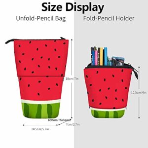 Swono Watermelon Slices Pencil Holder Seeds Skin Texture Stand Up Pencil Case Organizer Pencil Pouch Makeup Bag Great For Teens Girls Boys Gift Red